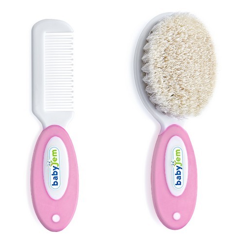 Babyjem Natural Bristle Brush & Comb Set - Pink • Yuehlia