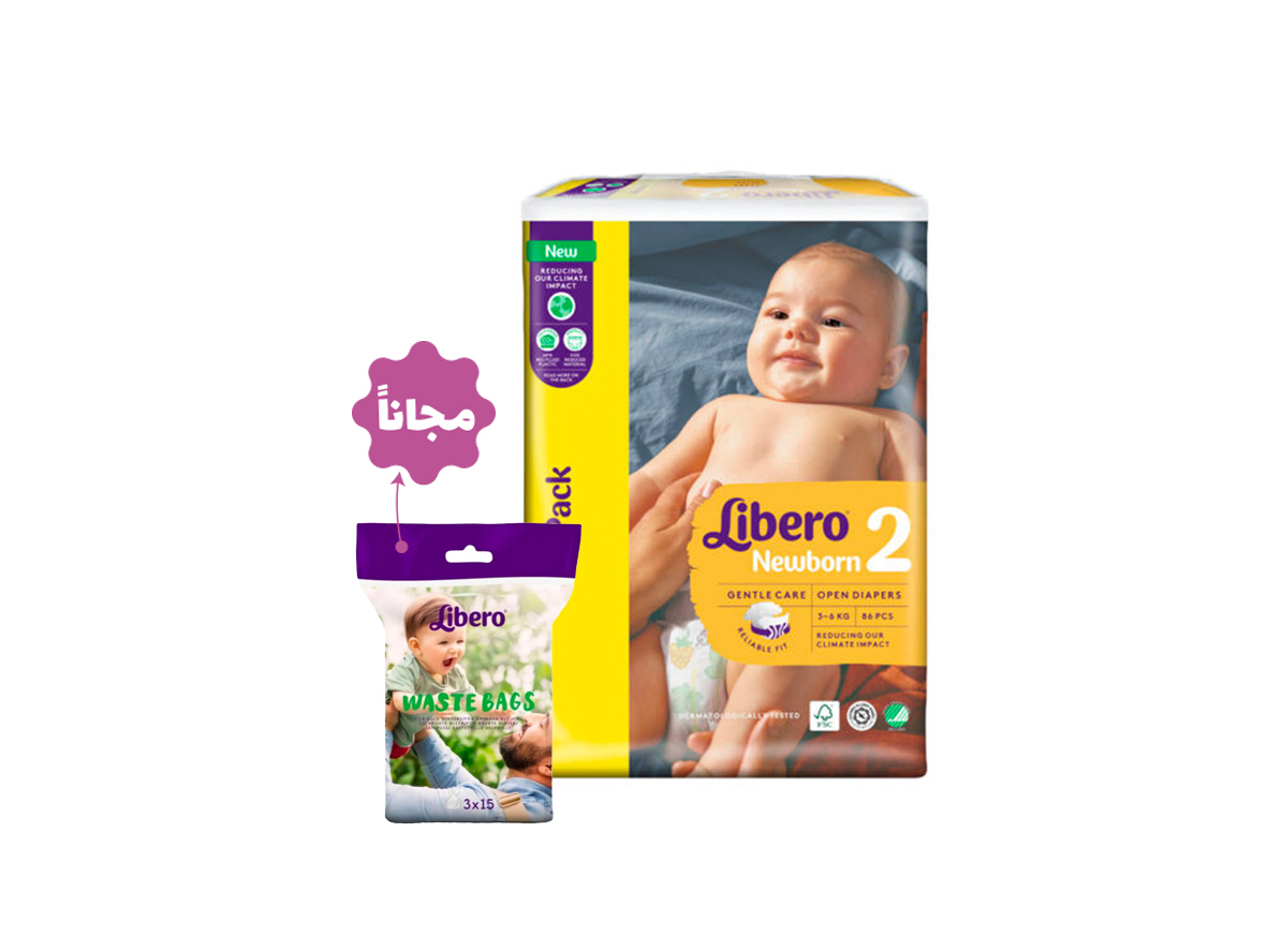 Libero Newborn Size 2 (3-6kg) - 86 Diapers Mega Pack + Free Waste Bag ...