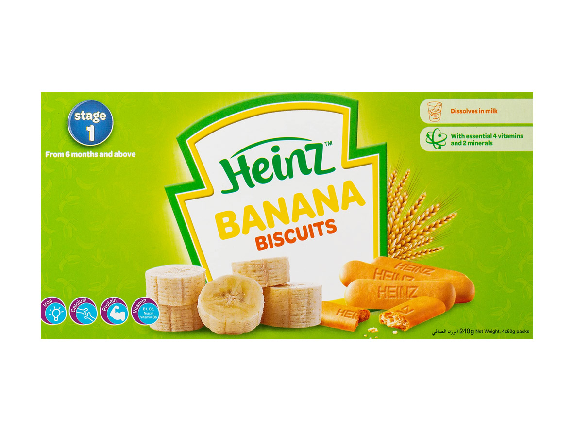 Heinz Banana Biscuits Stage 1 (6m+) 60g - 4 Pcs • Yuehlia