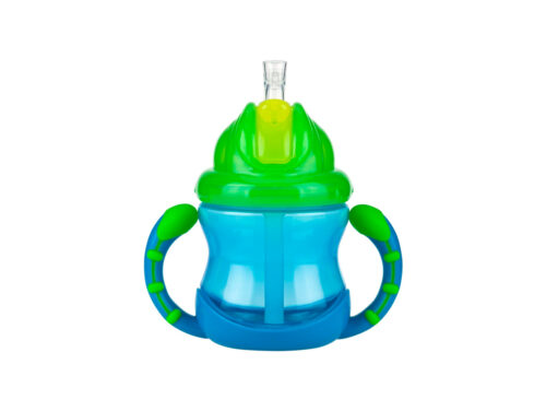 Nuby Two Handle Flip N' Sip Straw Cup Green (12m+) - 240ml • Yuehlia
