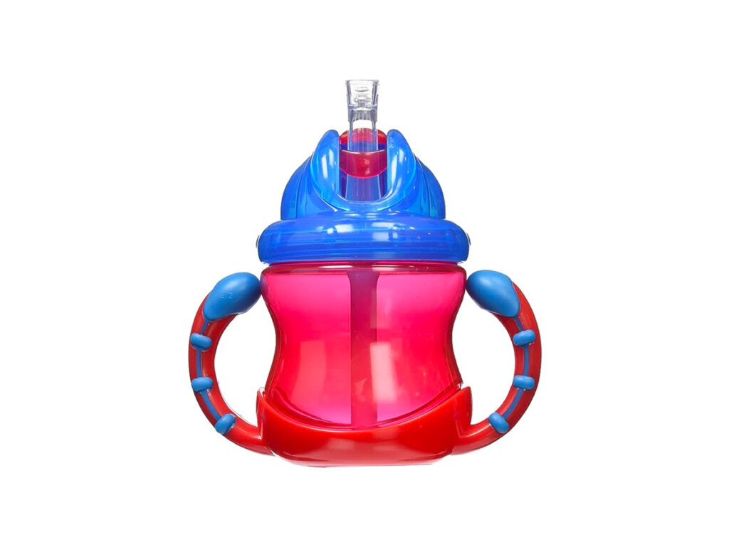Nuby Two Handle Flip N' Sip Straw Cup Blue (12m+) - 240ml • Yuehlia
