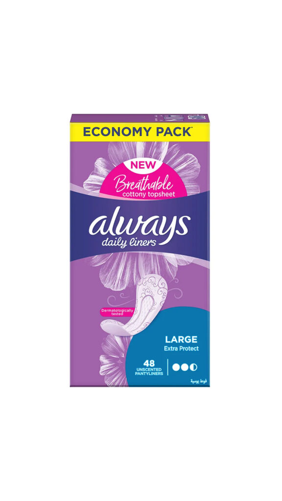 Always Daily Liners Large Extra Protect Unscented - 48 Pantyliners ...