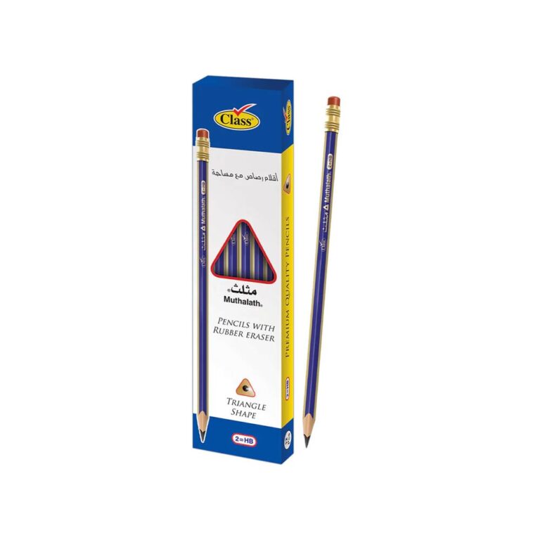 Class Triangle Shape HB Pencils with Eraser - 12 Pencils • Yuehlia Kuwait