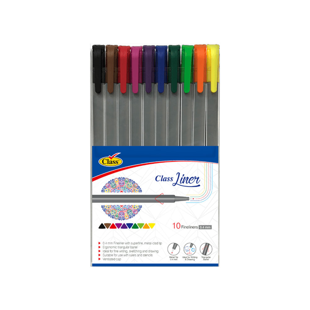 Class Fine Liner Color Pens - 10 Pens • Yuehlia Kuwait